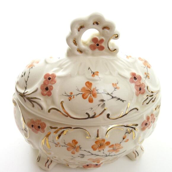 unbranded | Accents | Vintage Ceramic Candy Bowl With Lid Gold And ...
